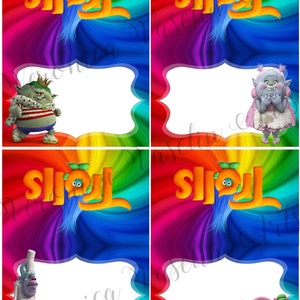 PERSONALIZED Trolls Food Labels. Trolls Food Tents, Trolls Birthday ...