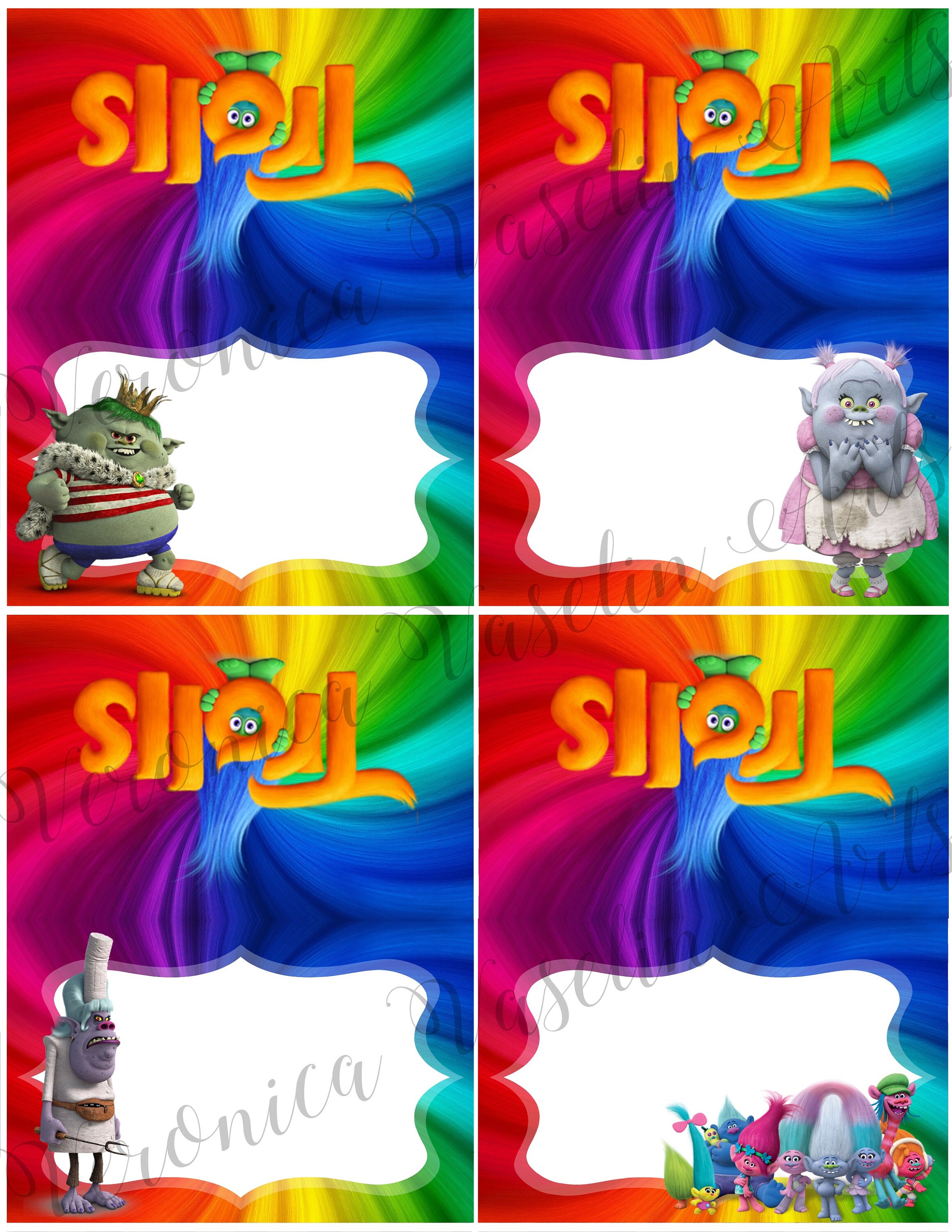 PERSONALIZED Trolls Food Labels. Trolls Food Tents Trolls - Etsy