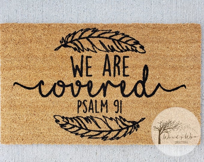 We Are Covered Door Mat, Psalm 91 Door Mat, Christian Doormat ...
