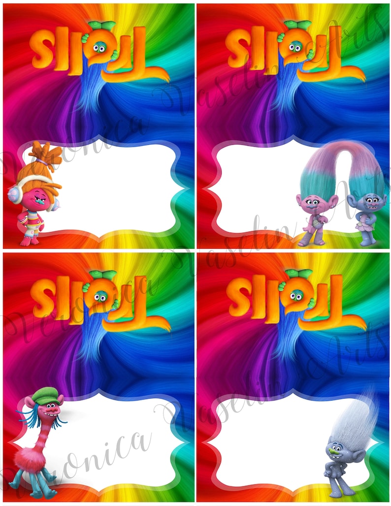 PERSONALIZED Trolls Food Labels. Trolls Food Tents, Trolls Birthday ...