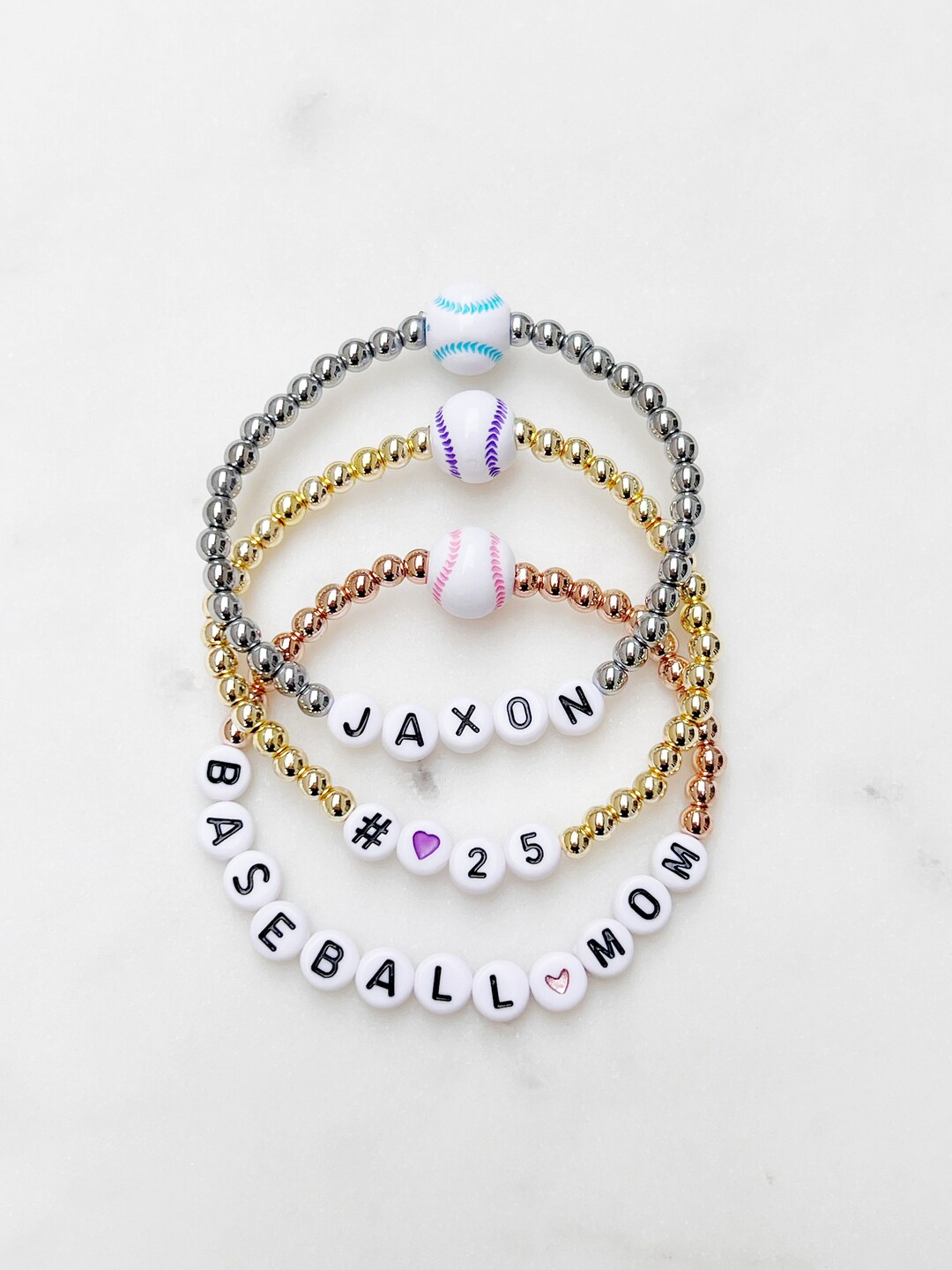 Custom Baseball Bracelet | Personalized Baseball Bracelet Set ...