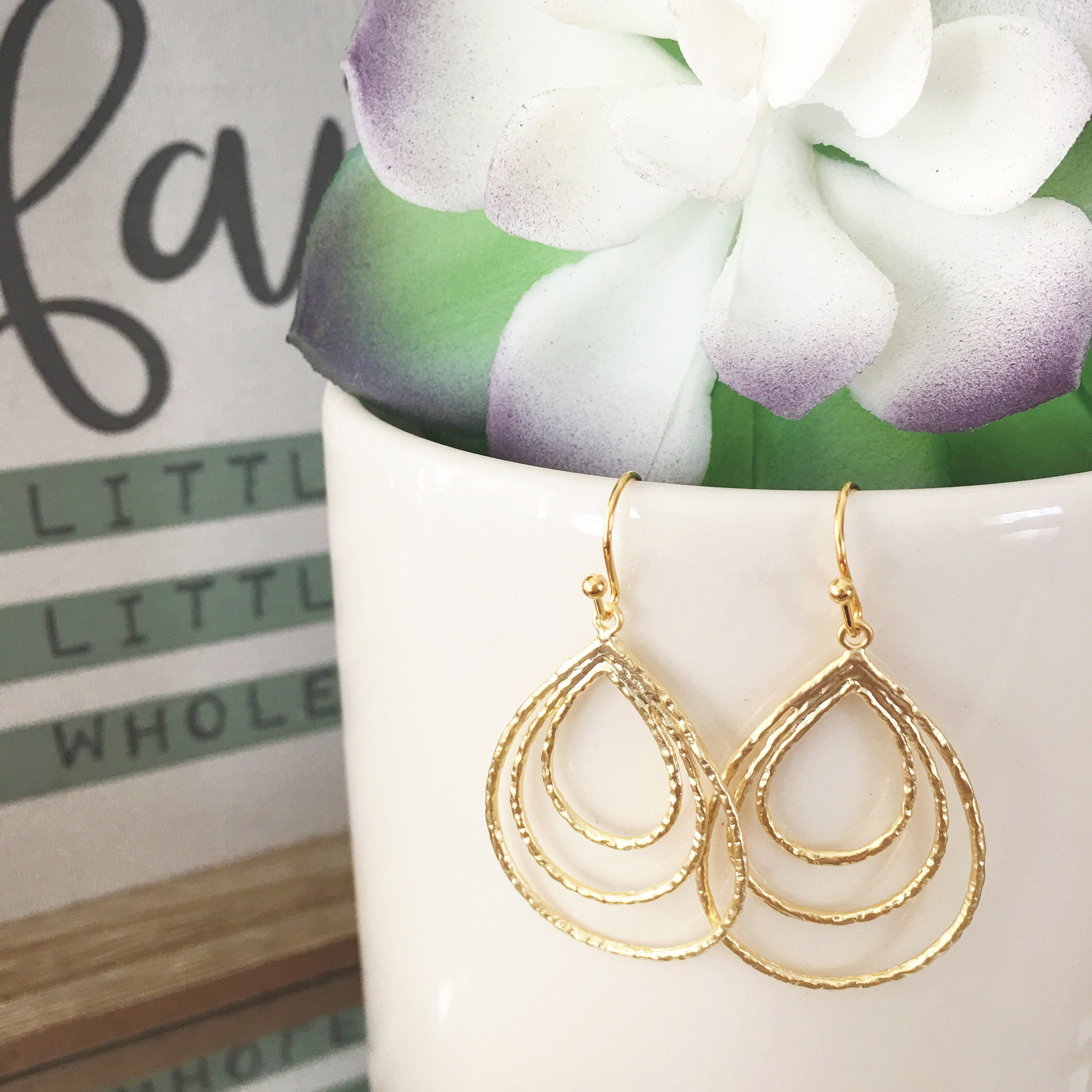Layered Gold Teardrop Earrings