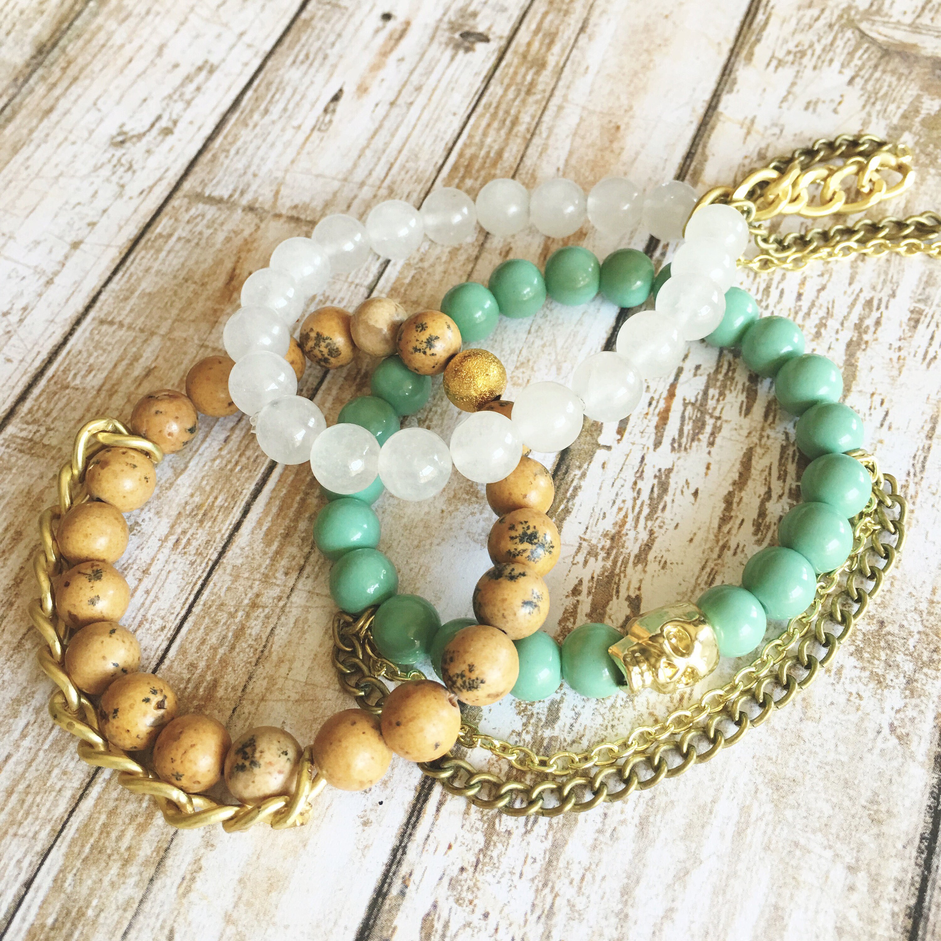 Mint Skull Bracelet Stack