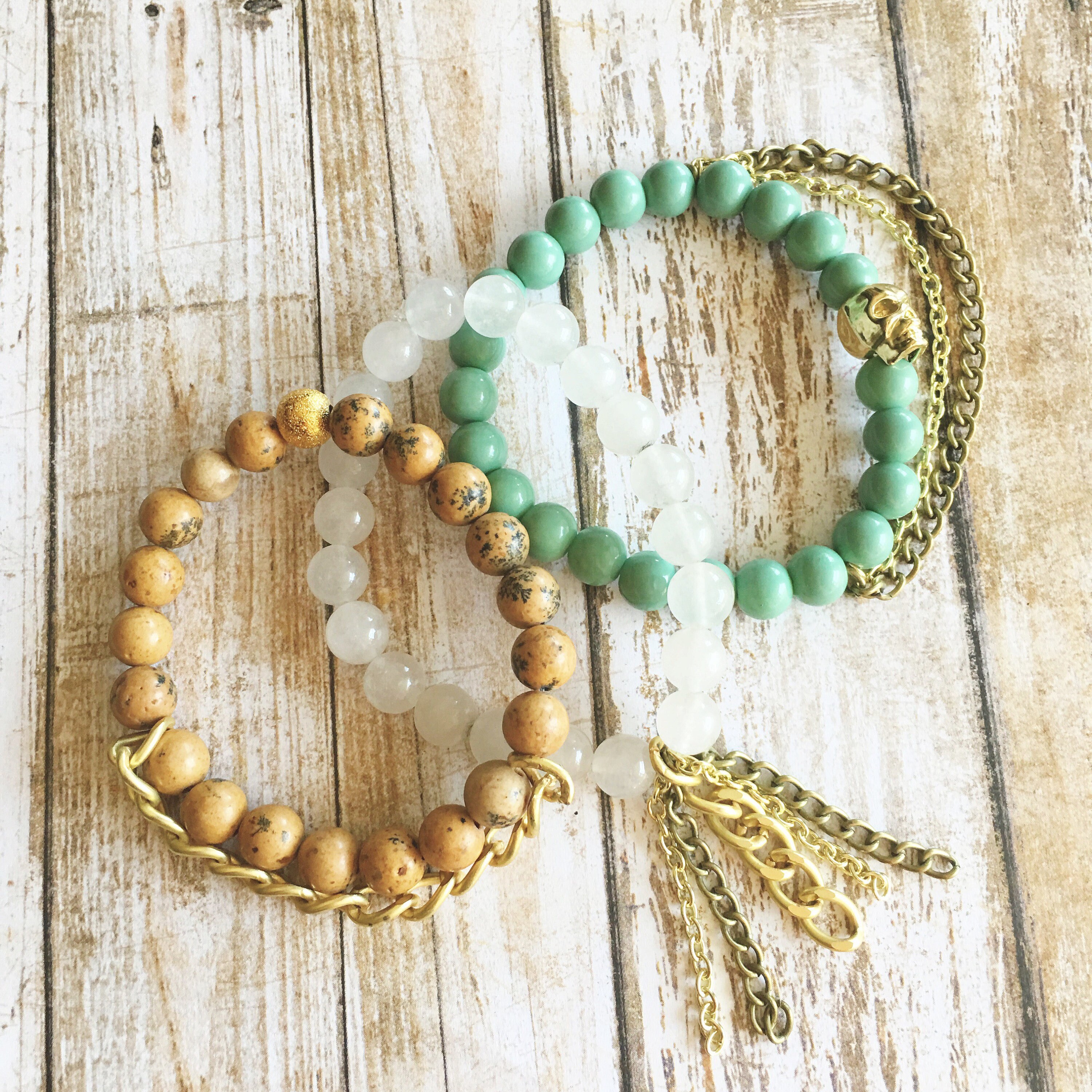 Mint Skull Bracelet Stack