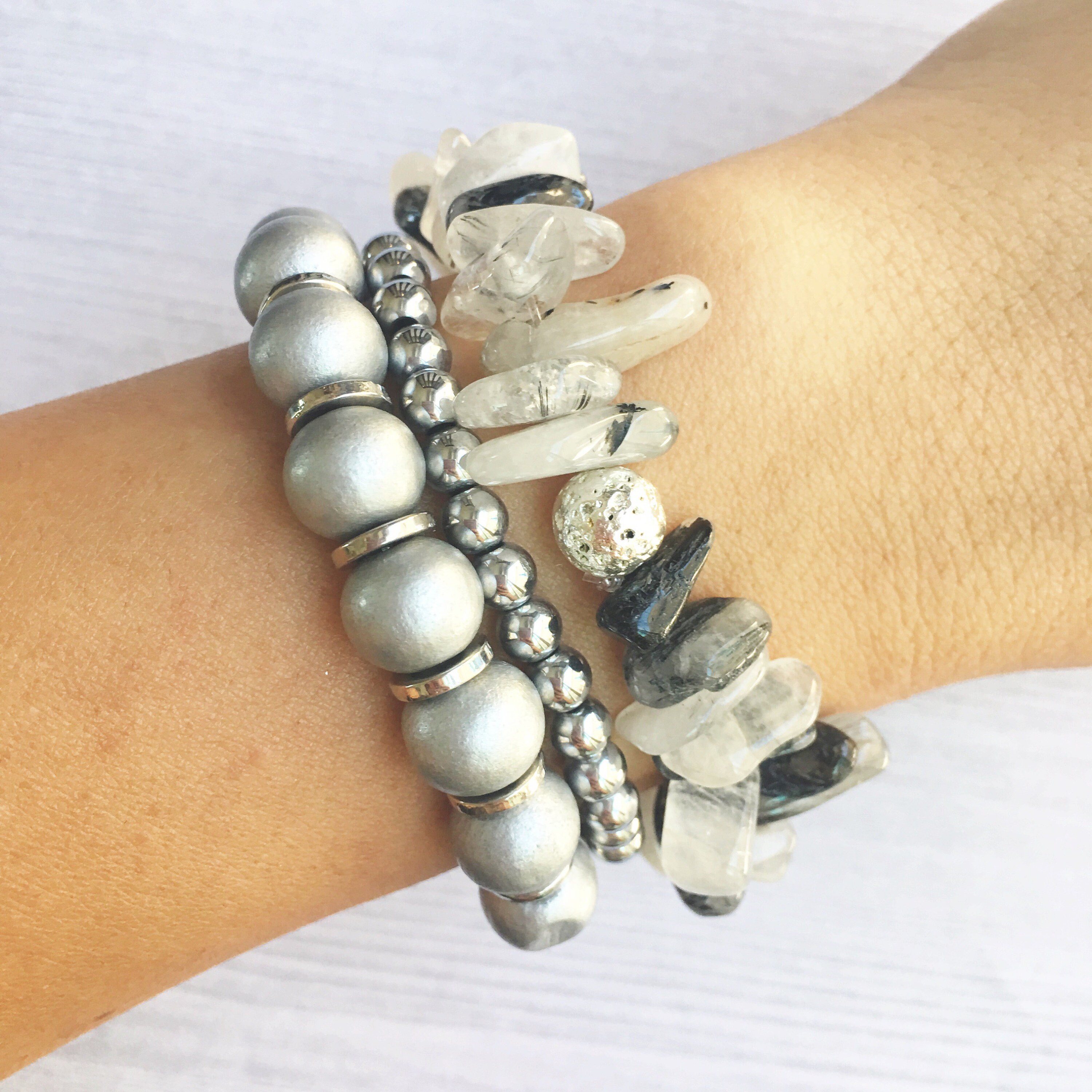 Black & White Stone Chip Bracelet