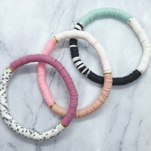 Stacking Heishi Bracelets Gold Heishi Disc Beaded Bracelet | Etsy