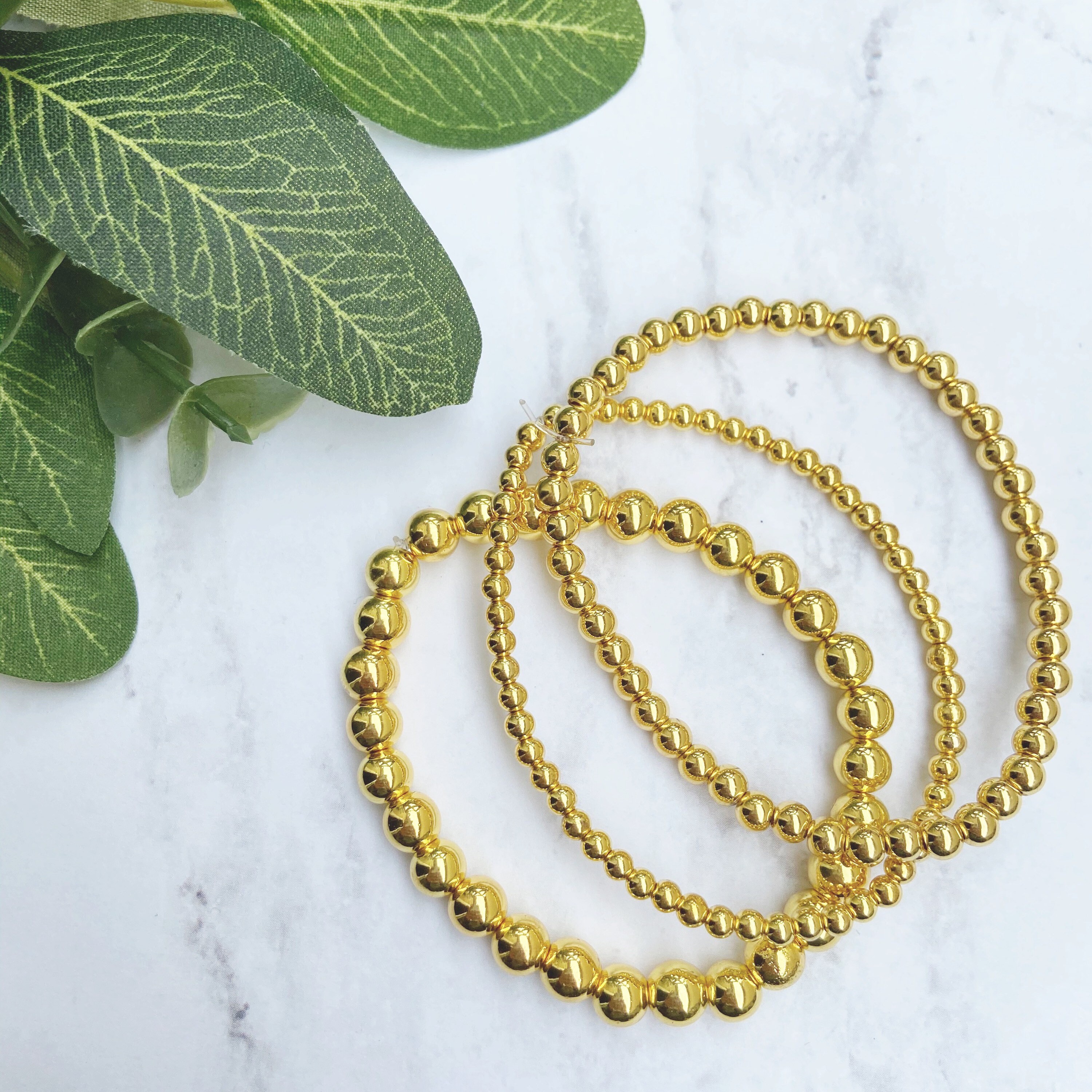 Gold Bead Stacking Bracelets