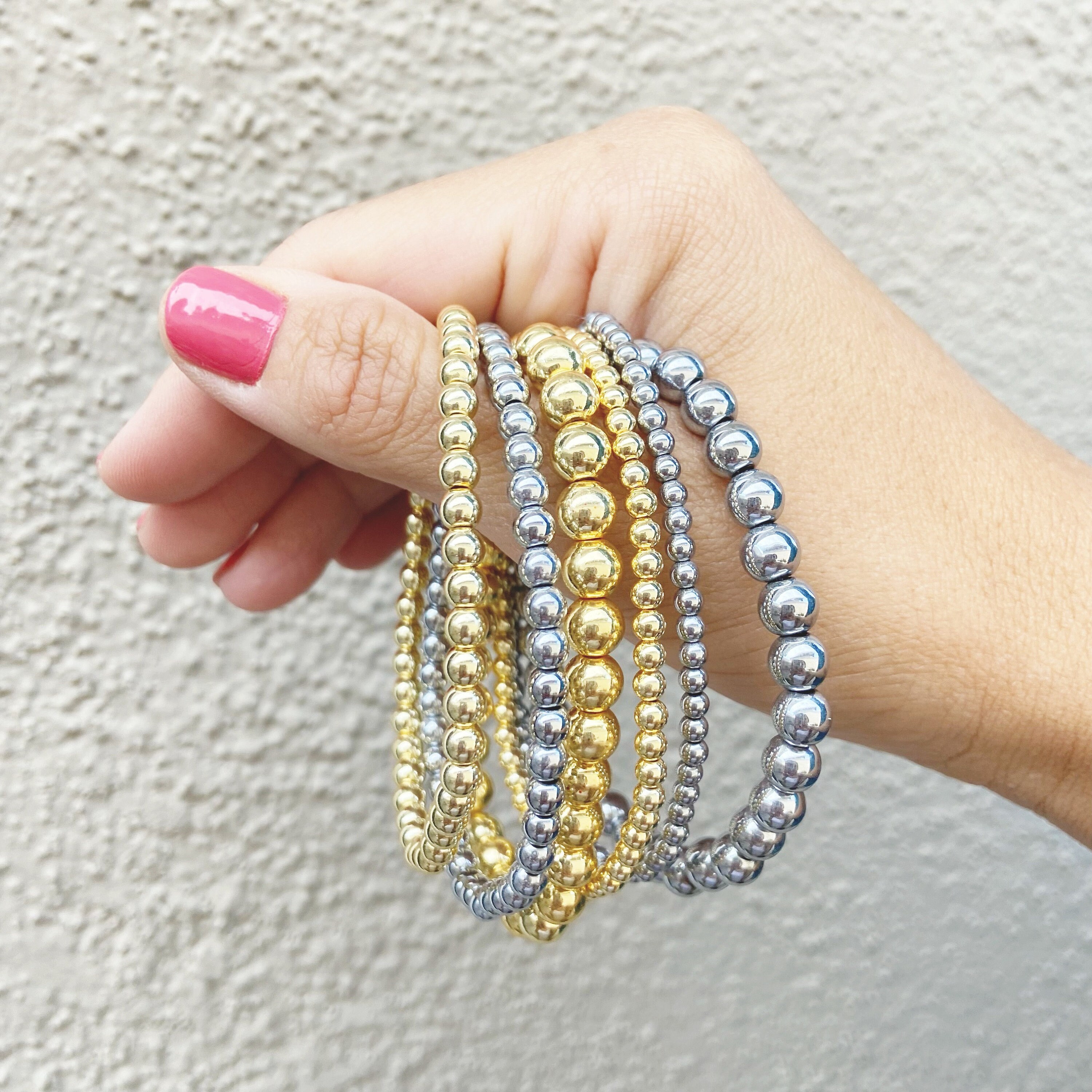 Gold Bead Stacking Bracelets