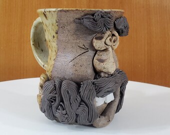 Funny Face Pottery Mug - Etsy