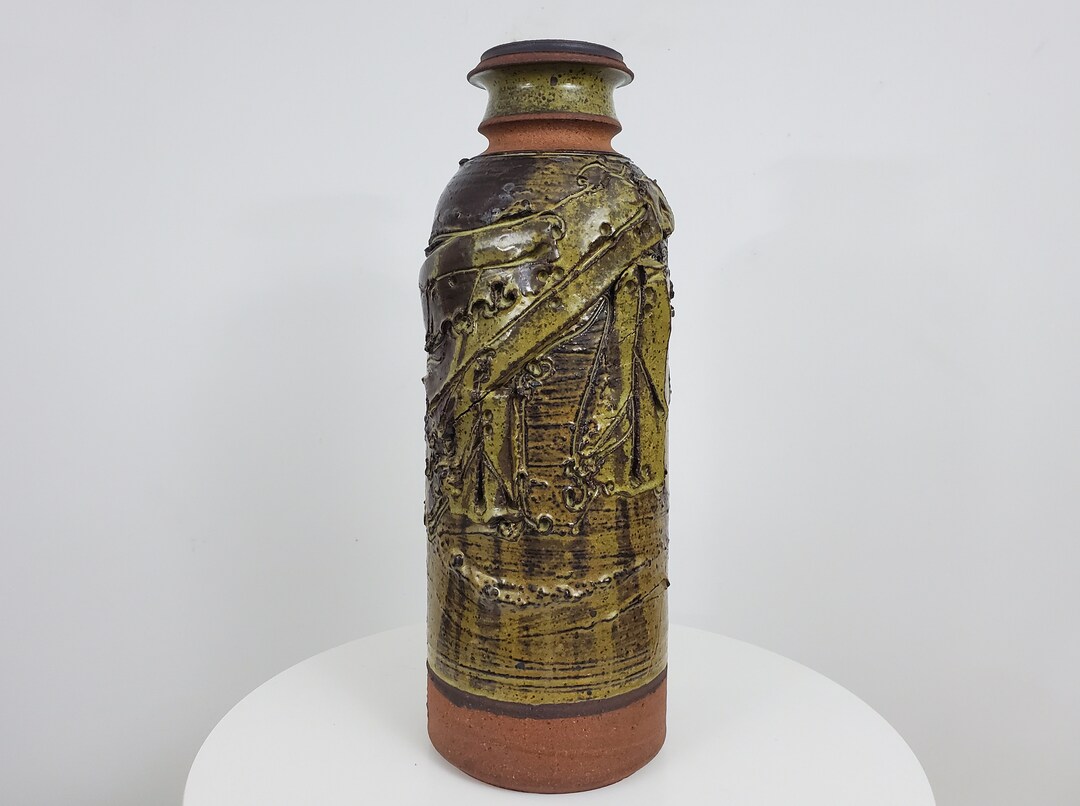 LARGE Ed Drahanchuk Brutalist Floor Vase or Bottle Vase - 17 Inches ...