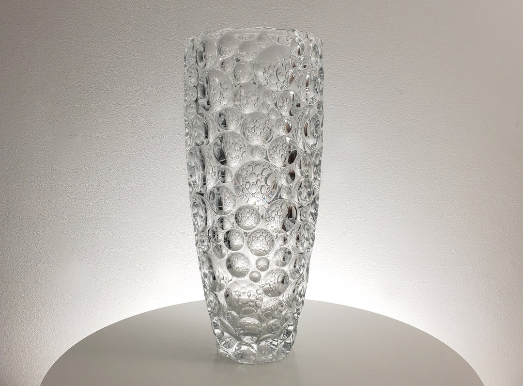 Vintage Czech Glass Inverted Bubble Vase - 14 Inch Tall Op Art Glass or ...