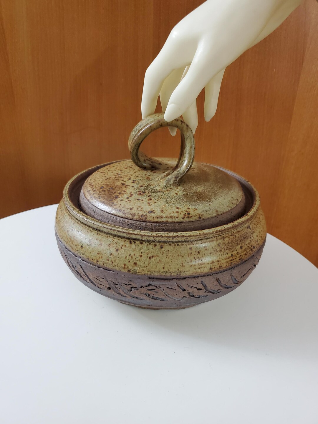 Vintage Kim Bruce Ceramic Casserole or Pot - Wax Resist Pattern ...