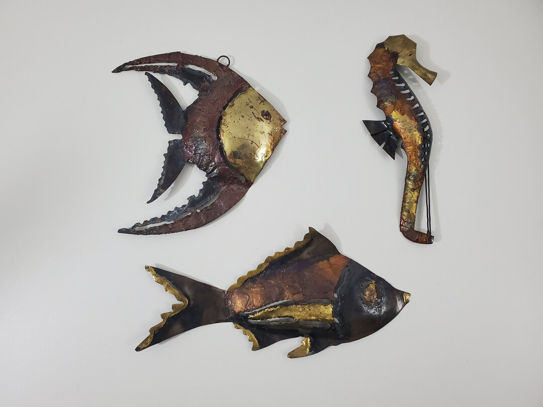 Brutalist Fish Wall Art - 3 Piece Fish Grouping - Various Sizes - Mixed ...