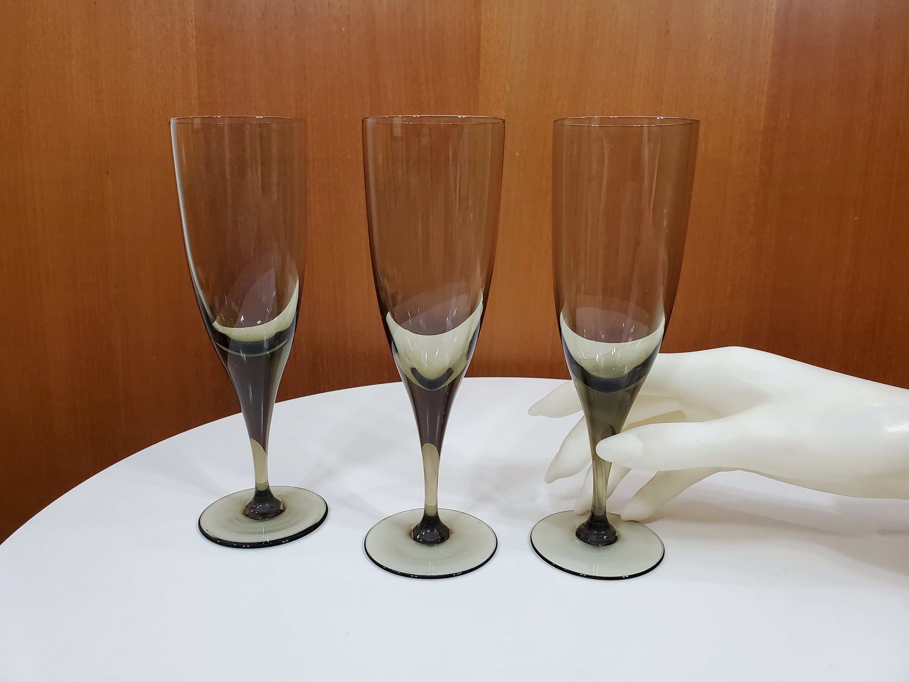 Set of 3 Orrefors Mirabel Smoked Champagne Flutes Cocktail | Etsy