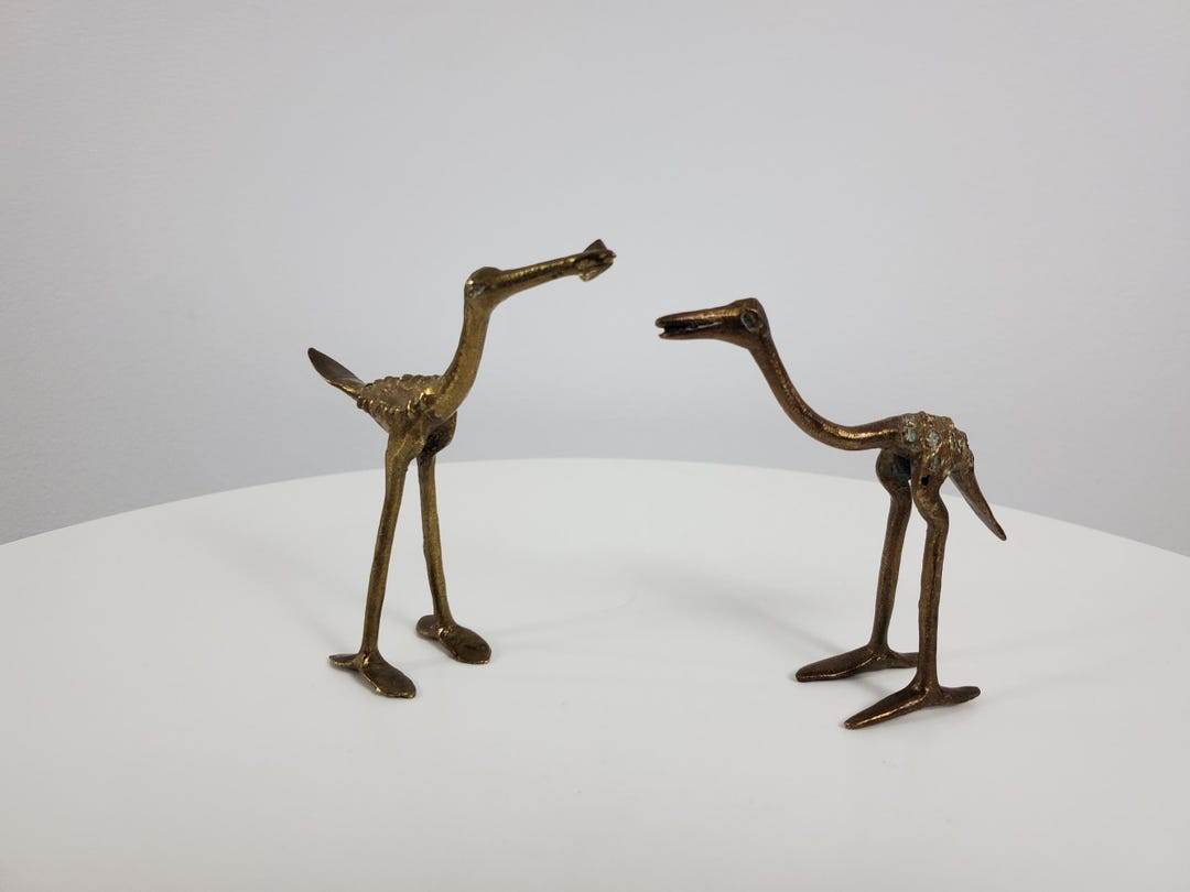 African Brass Folk Art Sculpture - 2 Storks or 2 Birds - Akan, Ashanti ...
