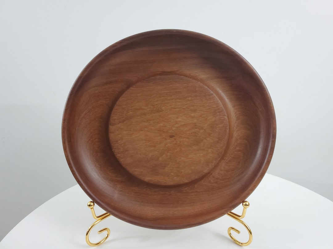 Vintage Turned Black Maire Wood Platter or Cheese Board - Hand Crafted ...