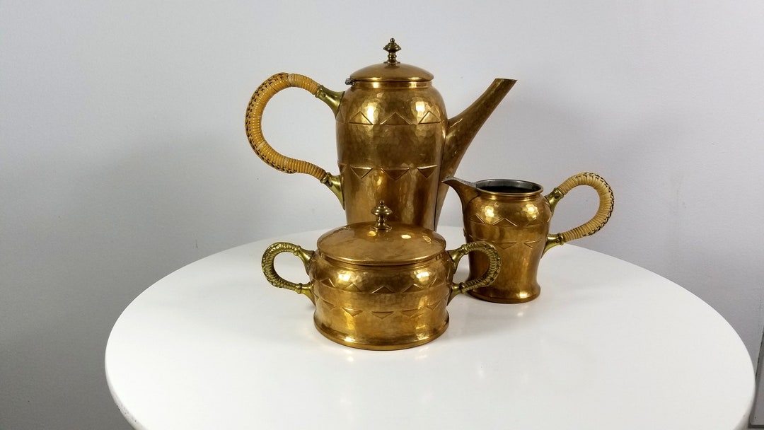 Early 20th Century Hammered Brass Coffee Set by WMF, Germany ...