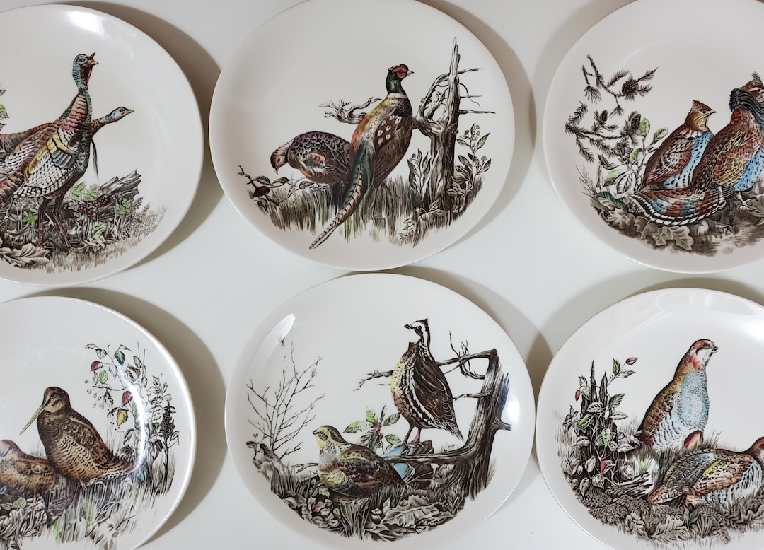Set of 6 Game Bird Plates by Johnson Brothers, England - Ruffed Grouse ...