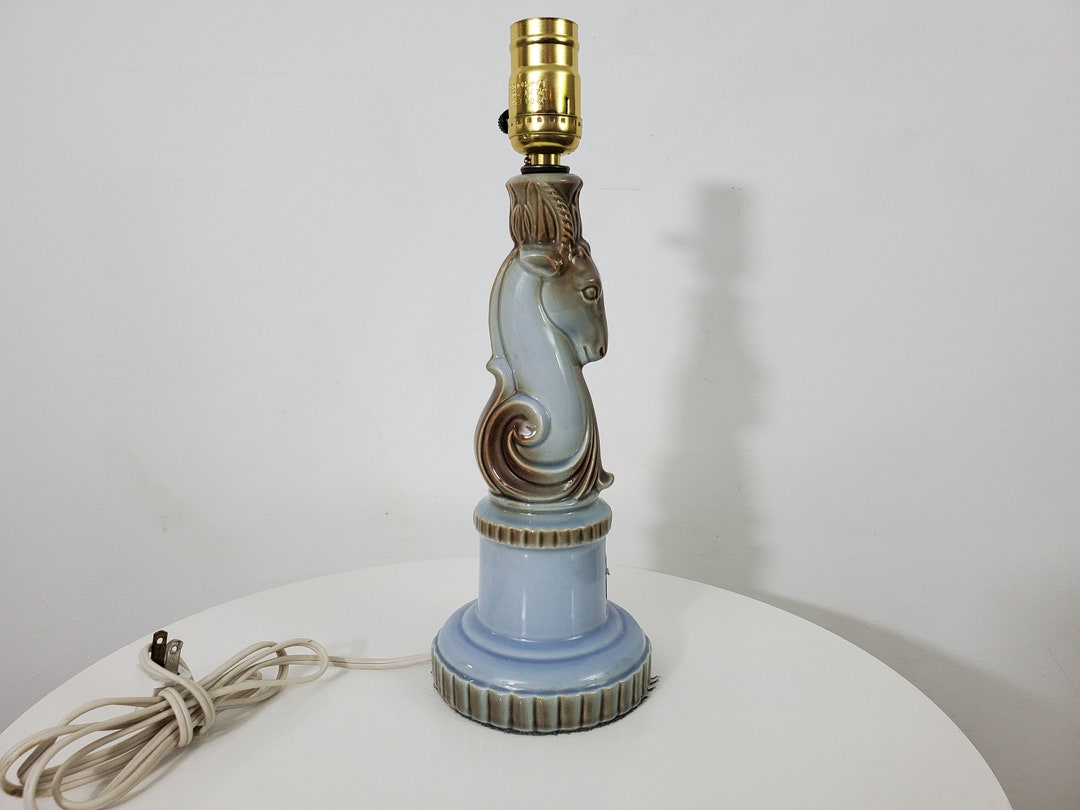 Vintage Breslin Elizabeth China Stag Lamp - Chess Piece - Knight Lamp ...