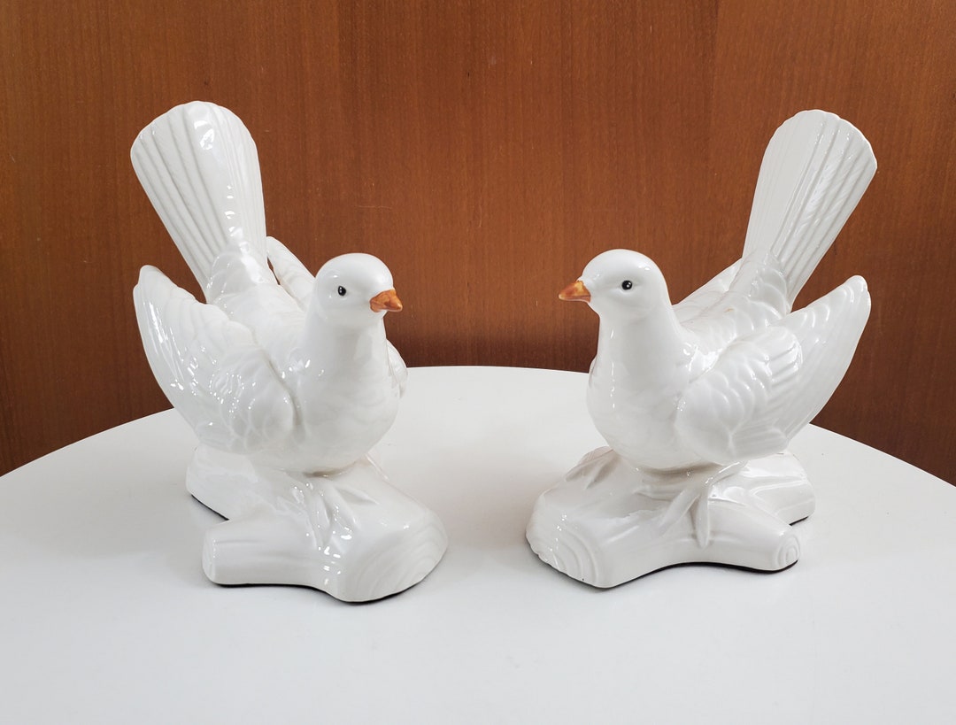 Fitz and Floyd Ceramic Dove Bookends 1976 White Birds by FF Japan - Etsy
