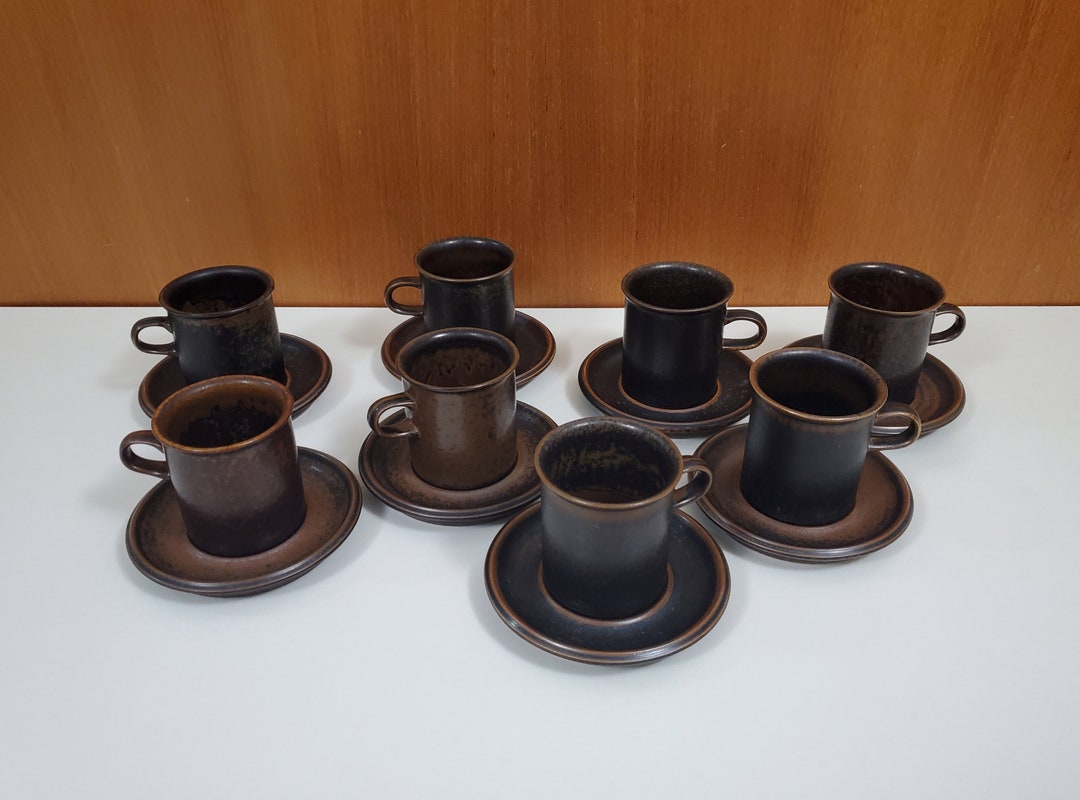 Set of 8 Arabia Ruska Demitasse Cups With Saucers - Espresso Mugs ...