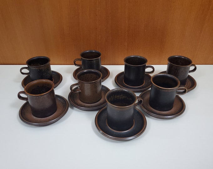Set of 8 Arabia Ruska Demitasse Cups With Saucers - Espresso Mugs ...