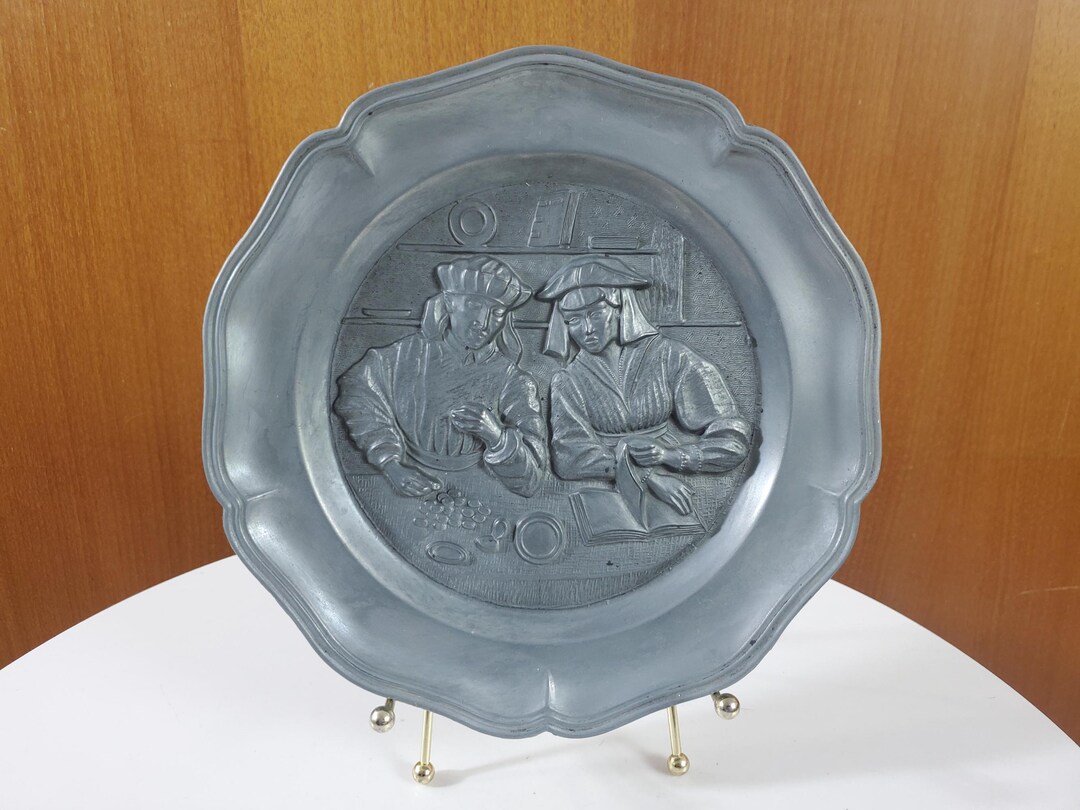 Vintage German Decorative Plate - the Money Changer and His Wife ...