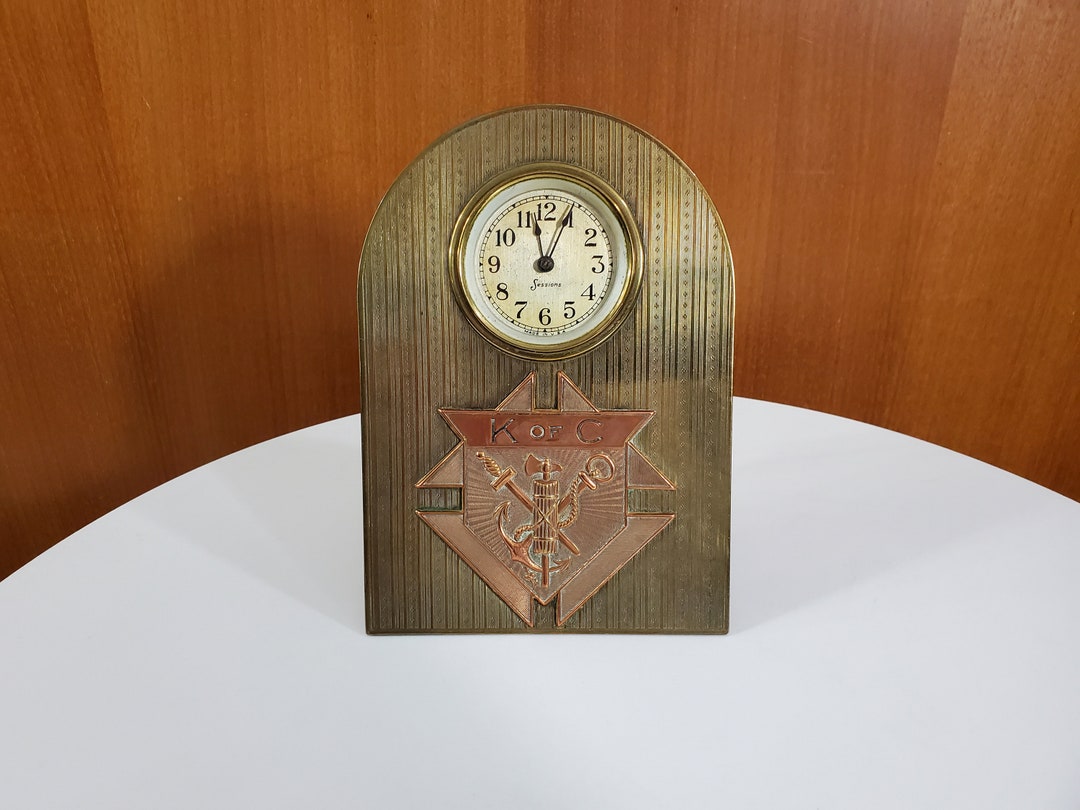 Antique Sessions Knights of Columbus Mantle Clock Mechanical - Etsy