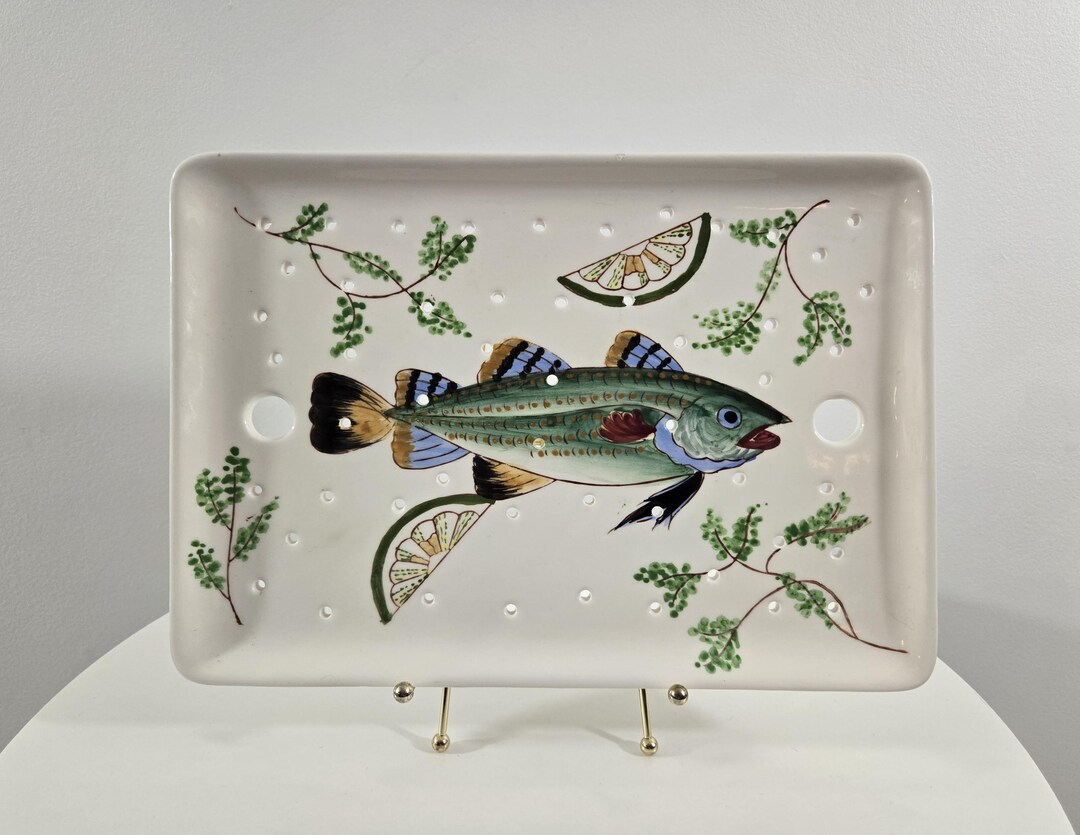 Hand Painted Ceramic Seafood Tray - Fish Platter - Etsy