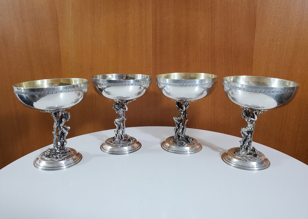 Set of 4 Alpadur Bacchus Toasting Cups Primrose Plate, Spain Goldwashed ...