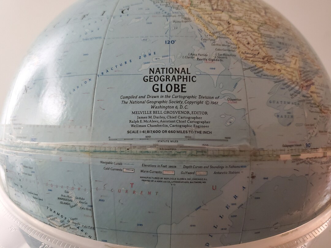 1961 National Geographic Society Globe With Plastic or Acrylic Stand ...