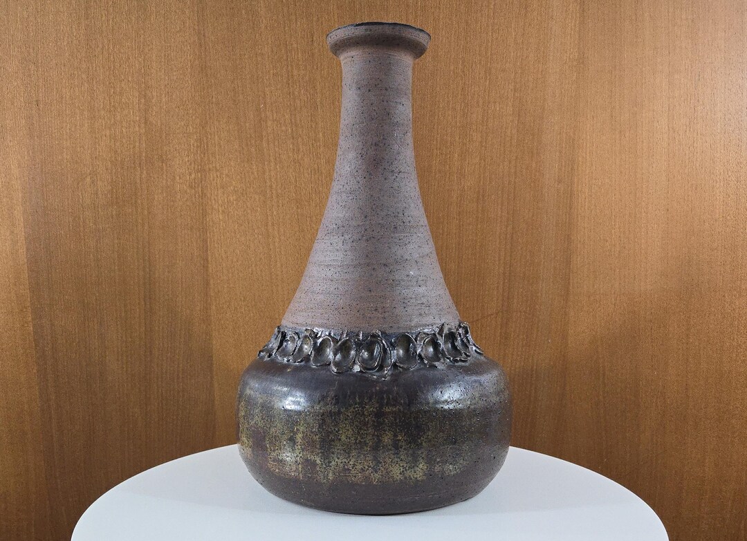 Large Vbrutalist Ceramic Vase - Signed Martin - Hand Thrown Pottery ...