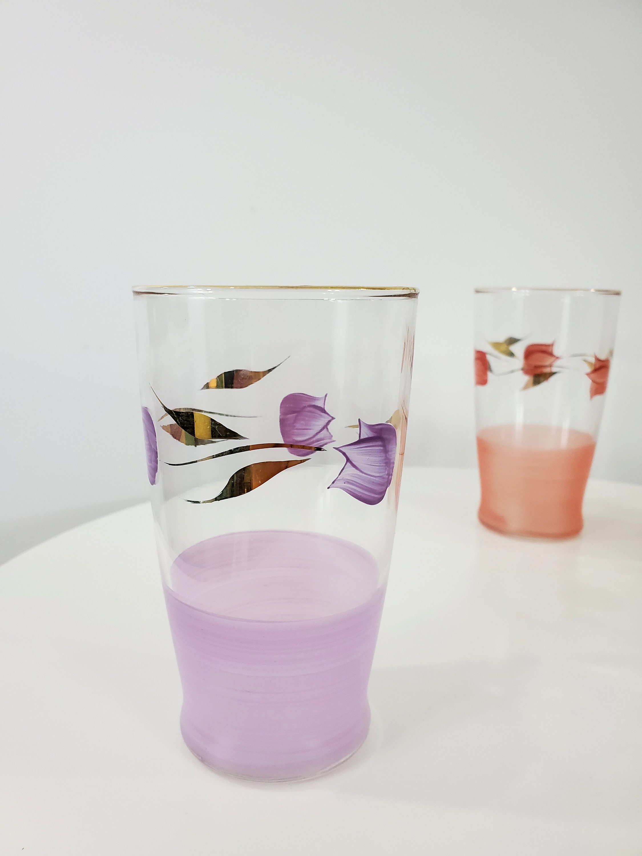 1950s Drinking Glasses Set of 4 Gold and Hand Painted | Etsy