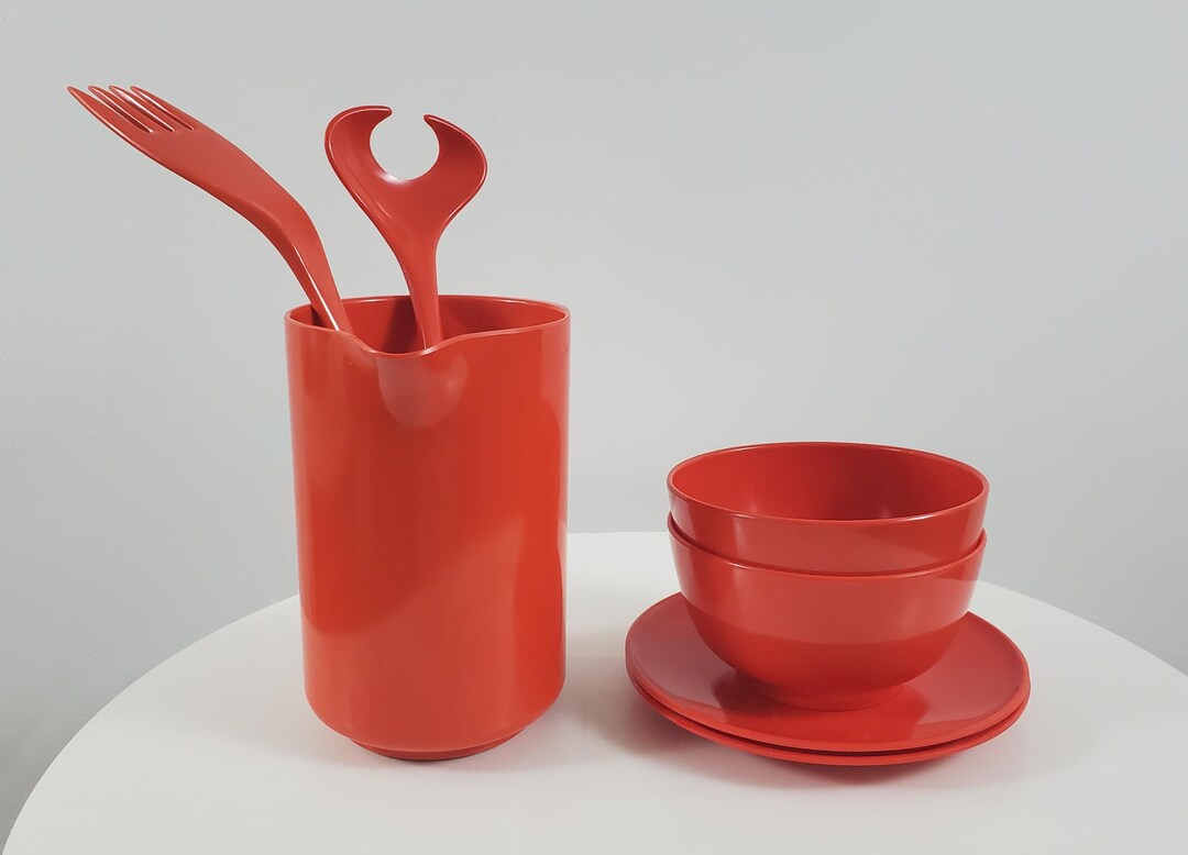 Rosti Melamine Set, Small Bowls, Plates, Utensils and Jug - Dark Orange ...