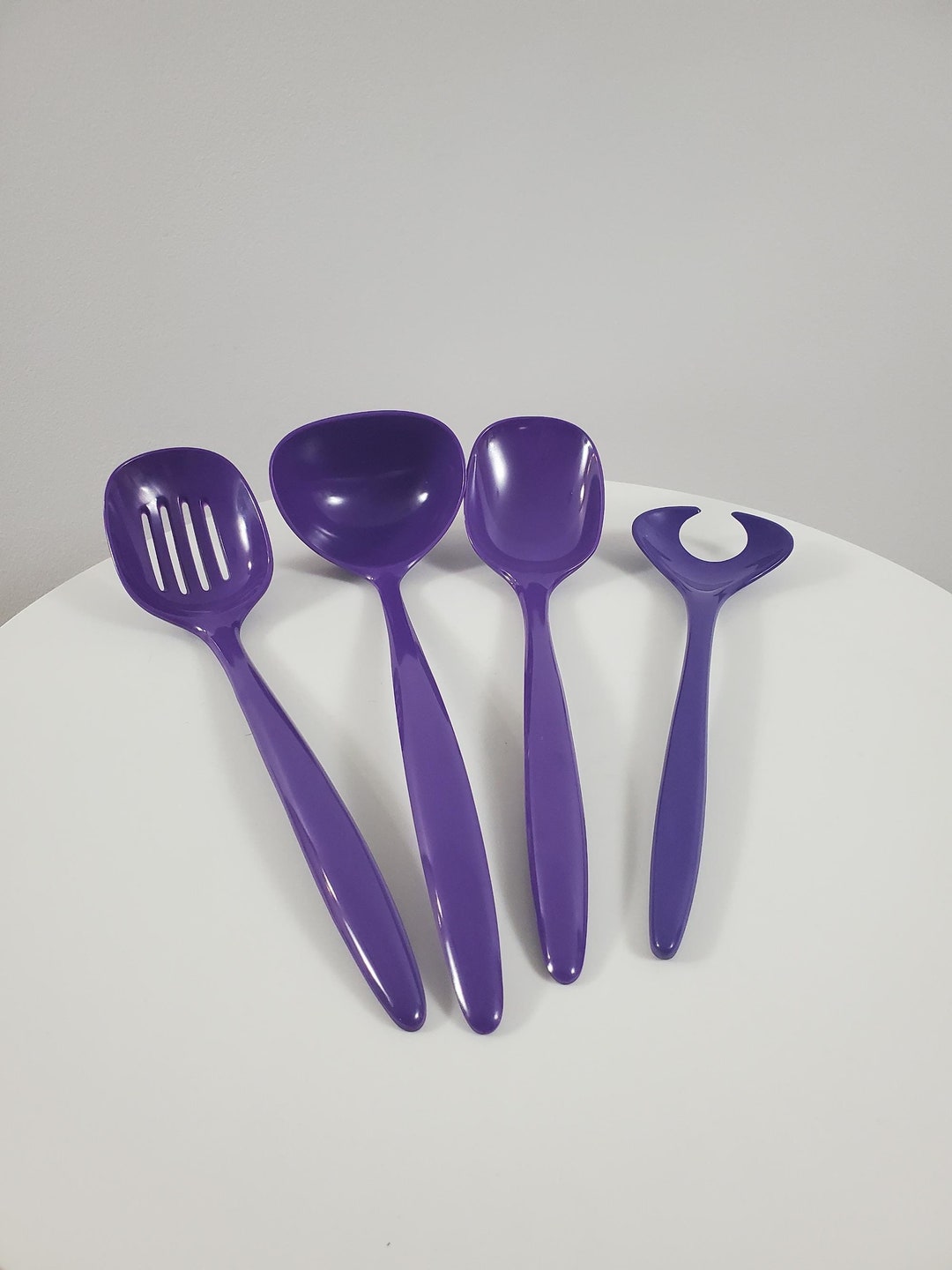 Set of 4 Rosti Purple Melamine Kitchen Utensils - Spoon, Slotted Spoon ...