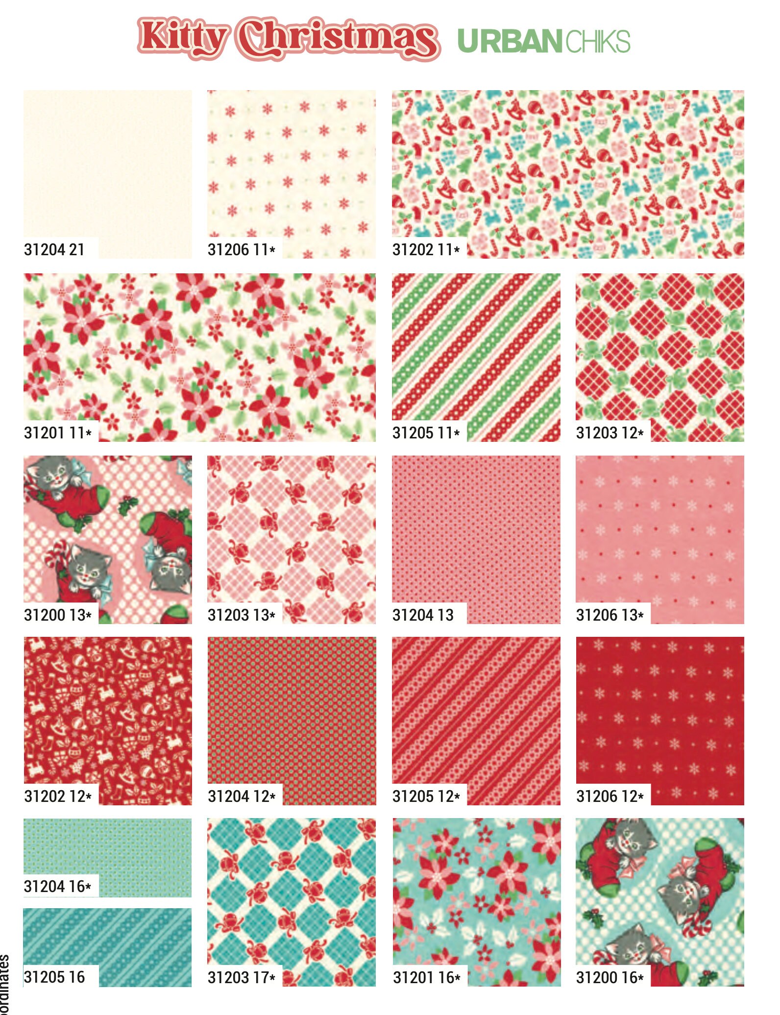 MODA "kitty Christmas" Fat Quarter/ab Bundle Designed by Urban Chiks - Etsy