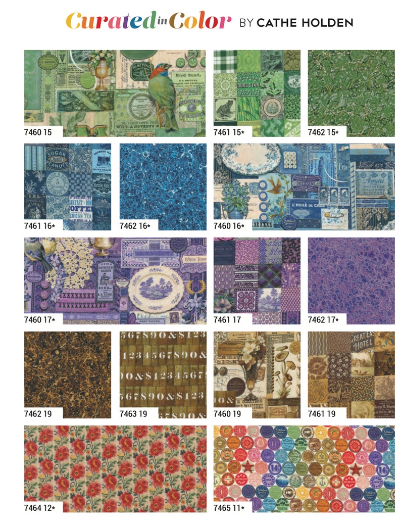 Moda "curated in Color" Fabric Designed by Cathe Holden Sold by the 1/2 ...