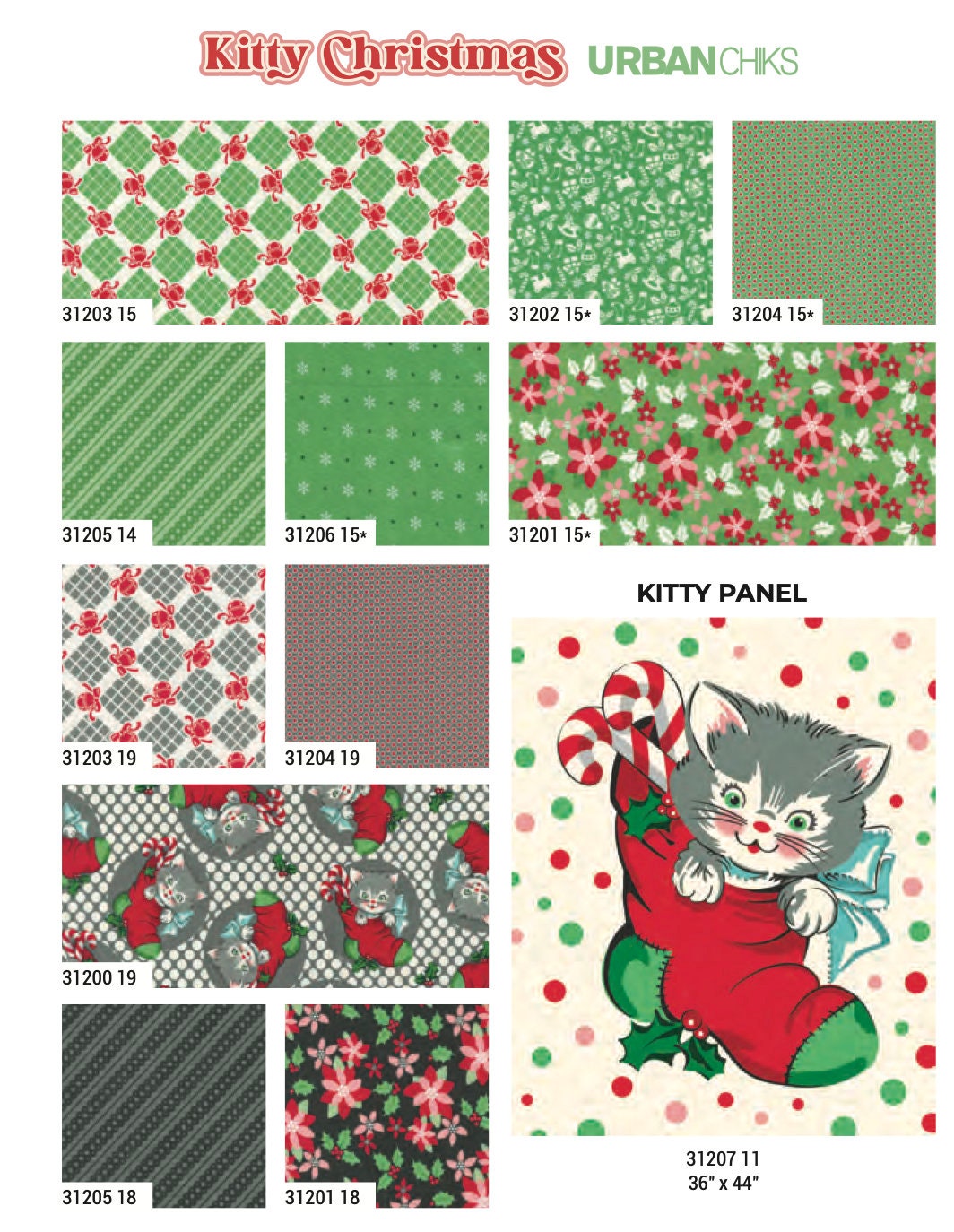 MODA "kitty Christmas" Fat Quarter/ab Bundle Designed by Urban Chiks - Etsy