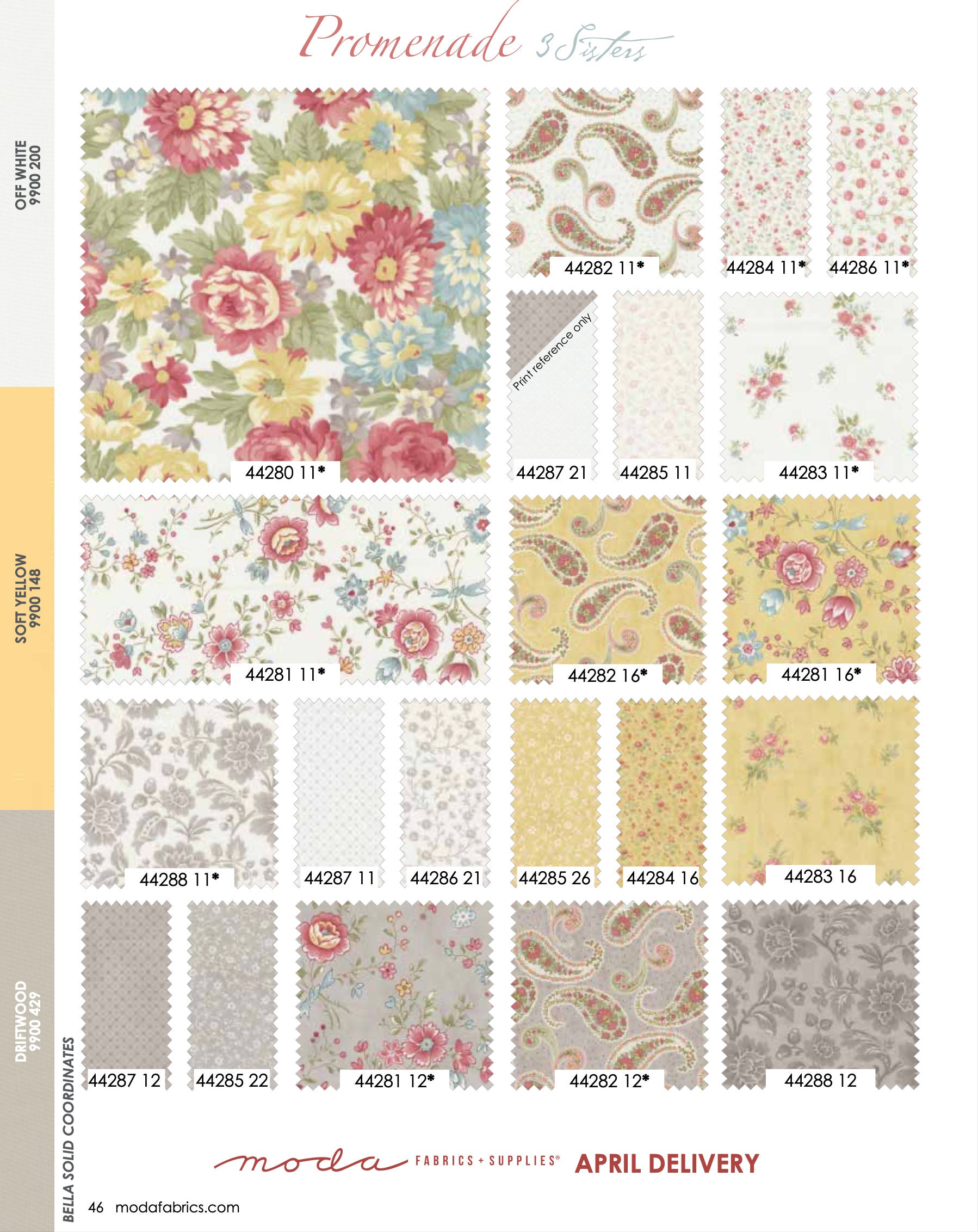 Moda "promenade " Fabric Designed by 3 Sisters Sold by the 1/2 Yard ...