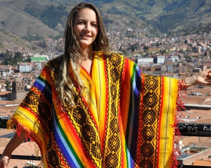 Peruvian Poncho, Wool Poncho, Peruvian Inca Poncho, Poncho Women ...