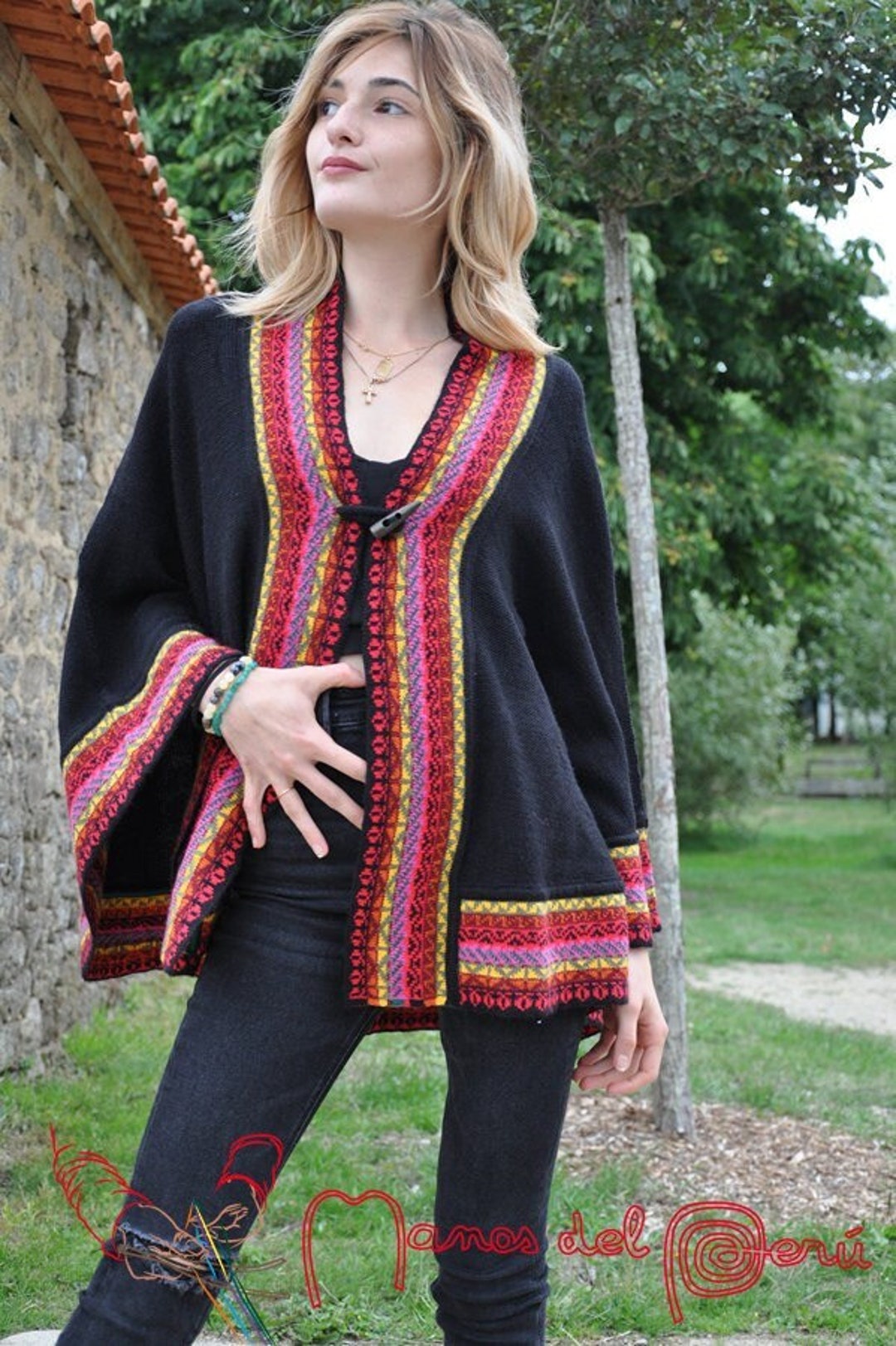 Ponchito, Small poncho, poncho femme, poncho court, tricoté en laine d ...