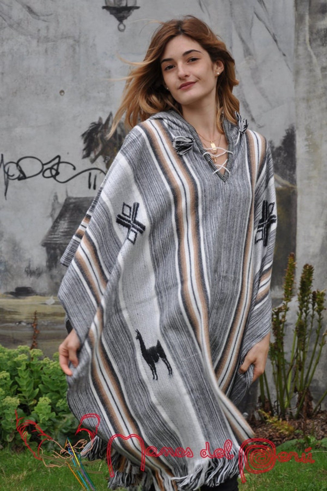 Large Size Alpaca Poncho, Modern Look Alpaca Wool Poncho, Large Size ...