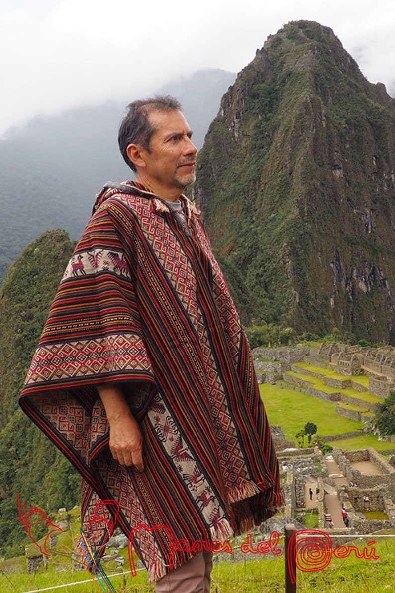 Authentic Peruvian Poncho, Poncho With Laces and Hood, Unisex Poncho ...
