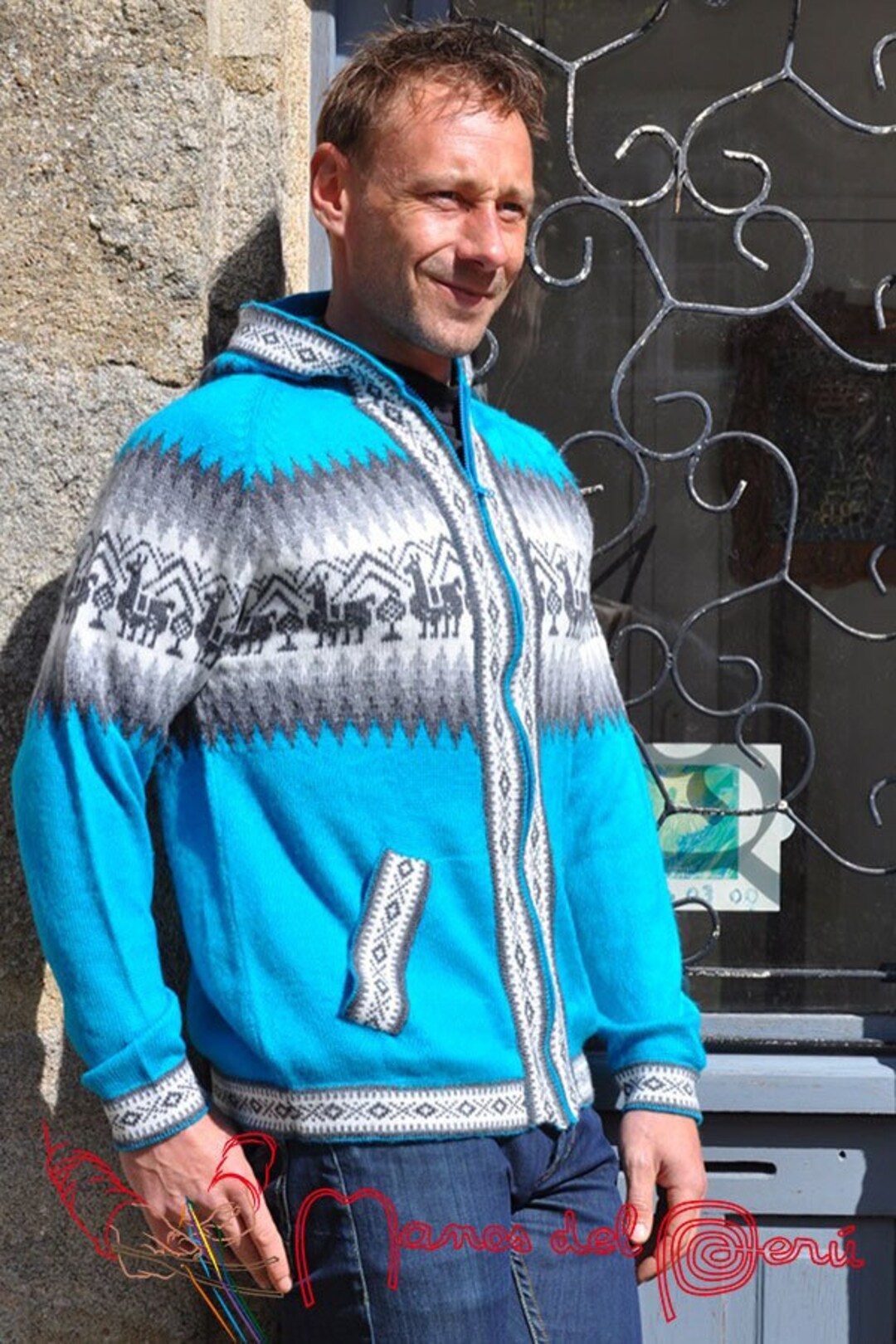 Peruvian Cardigan for Men, Alpaca Wool Cardigan for Men, Cardigan With ...