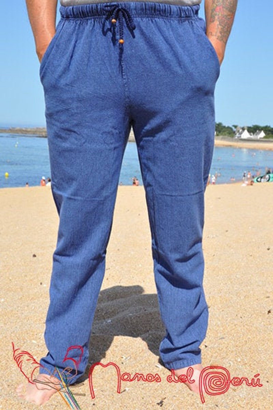 Peruvian Cotton Pants, Indigo Blue Natural Cotton Pants, Loose Fit ...