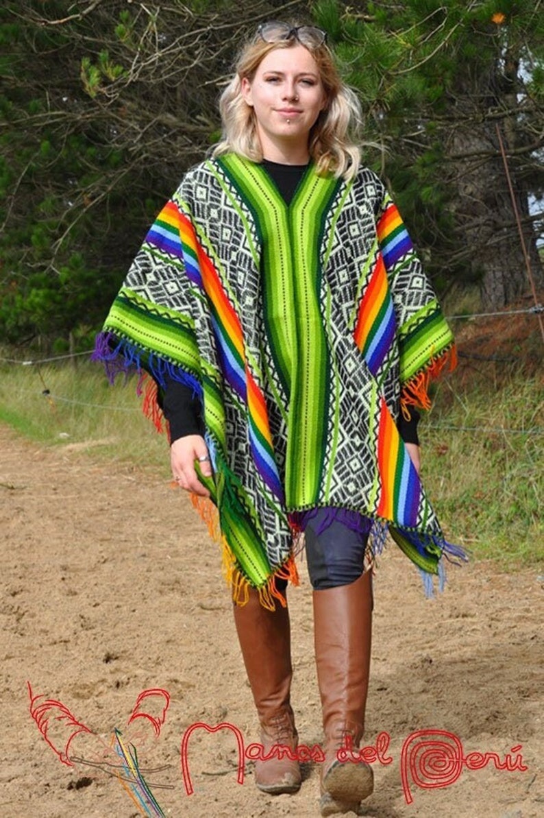 Poncho peruano Poncho de lana Poncho peruano Inca poncho - Etsy España