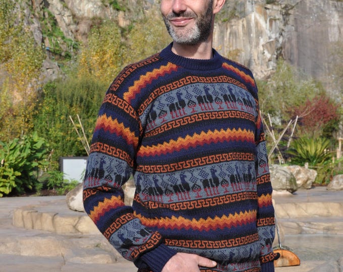 Men's Peruvian Sweater With a Crew Neck, Men's Pullover, Men's Alpaca ...