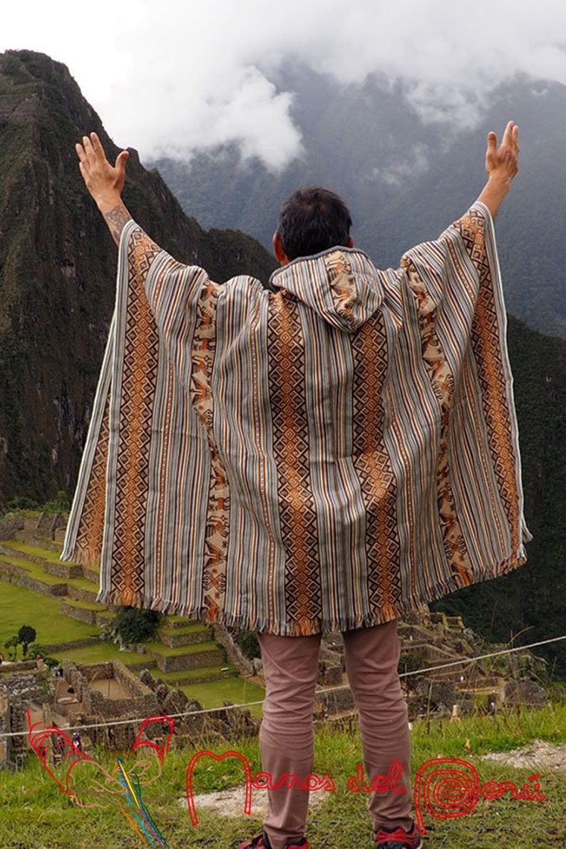 Authentic Peruvian Poncho, Poncho With Laces and Hood, Unisex Poncho ...