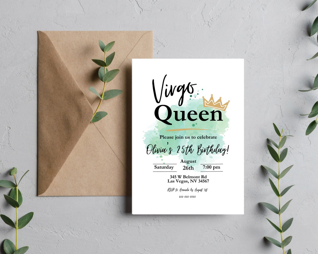 Virgo Queen Birthday Invitation Template. Virgo Season. Canva - Etsy