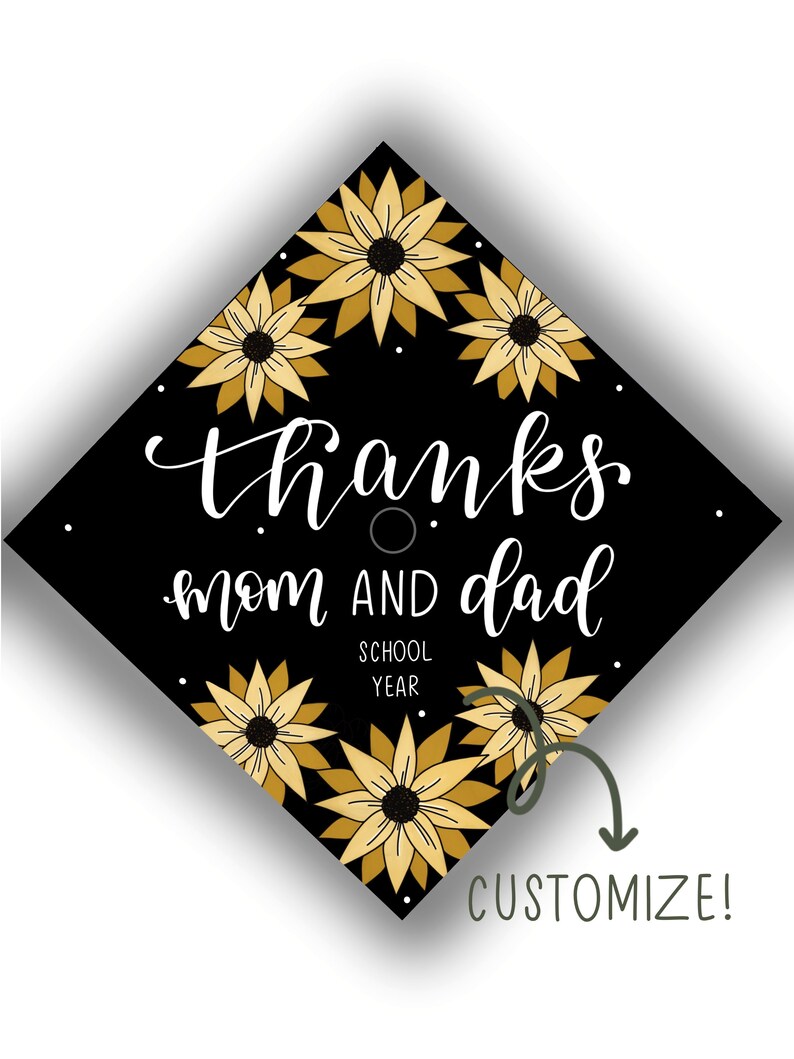 Digitally Made Custom Graduation Cap Topper. Thanks Mom and Dad Quote ...